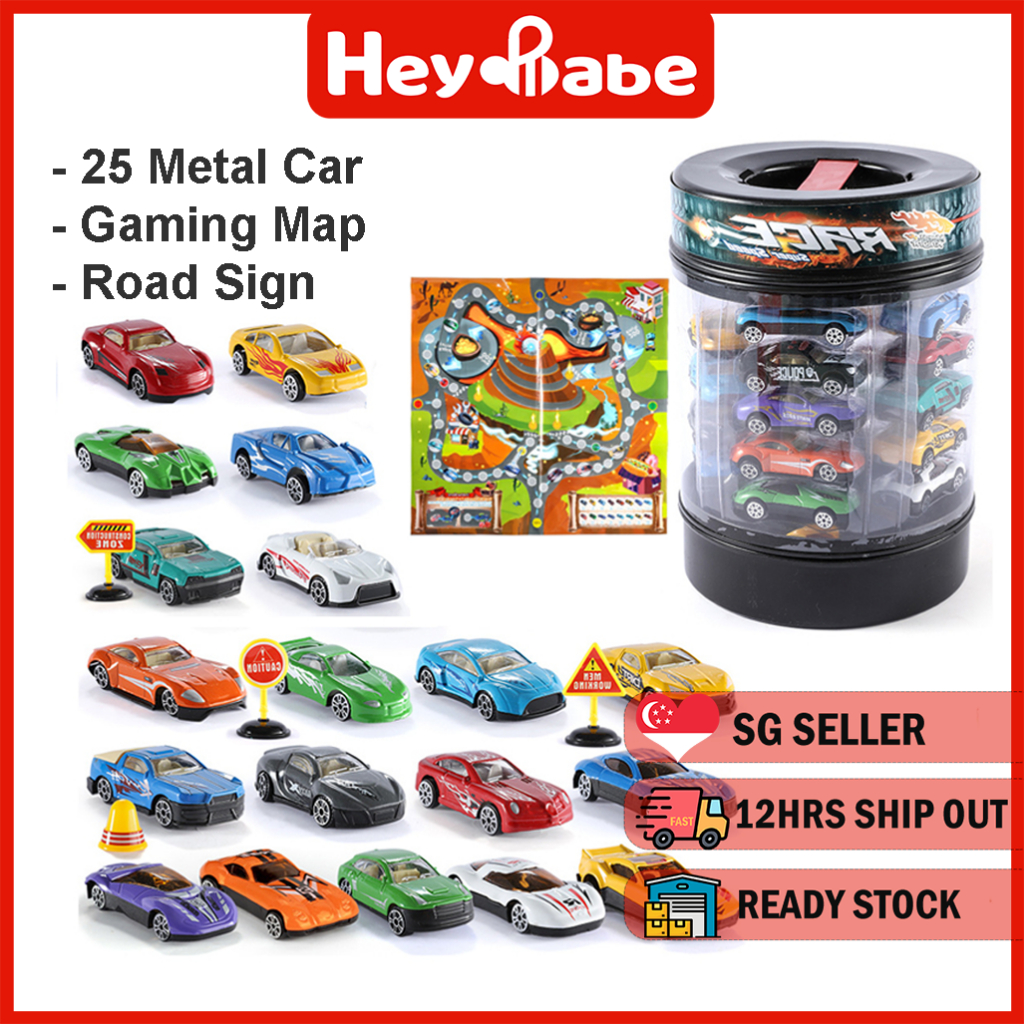 【25pcs】Metal/Alloy car toy set, mini car models in bucket. Racing car ...