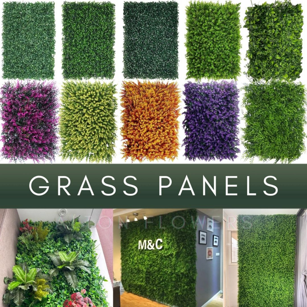 (Local Ready Stock) Artificial Greenery Grass Panel Wall Carpet Plant ...