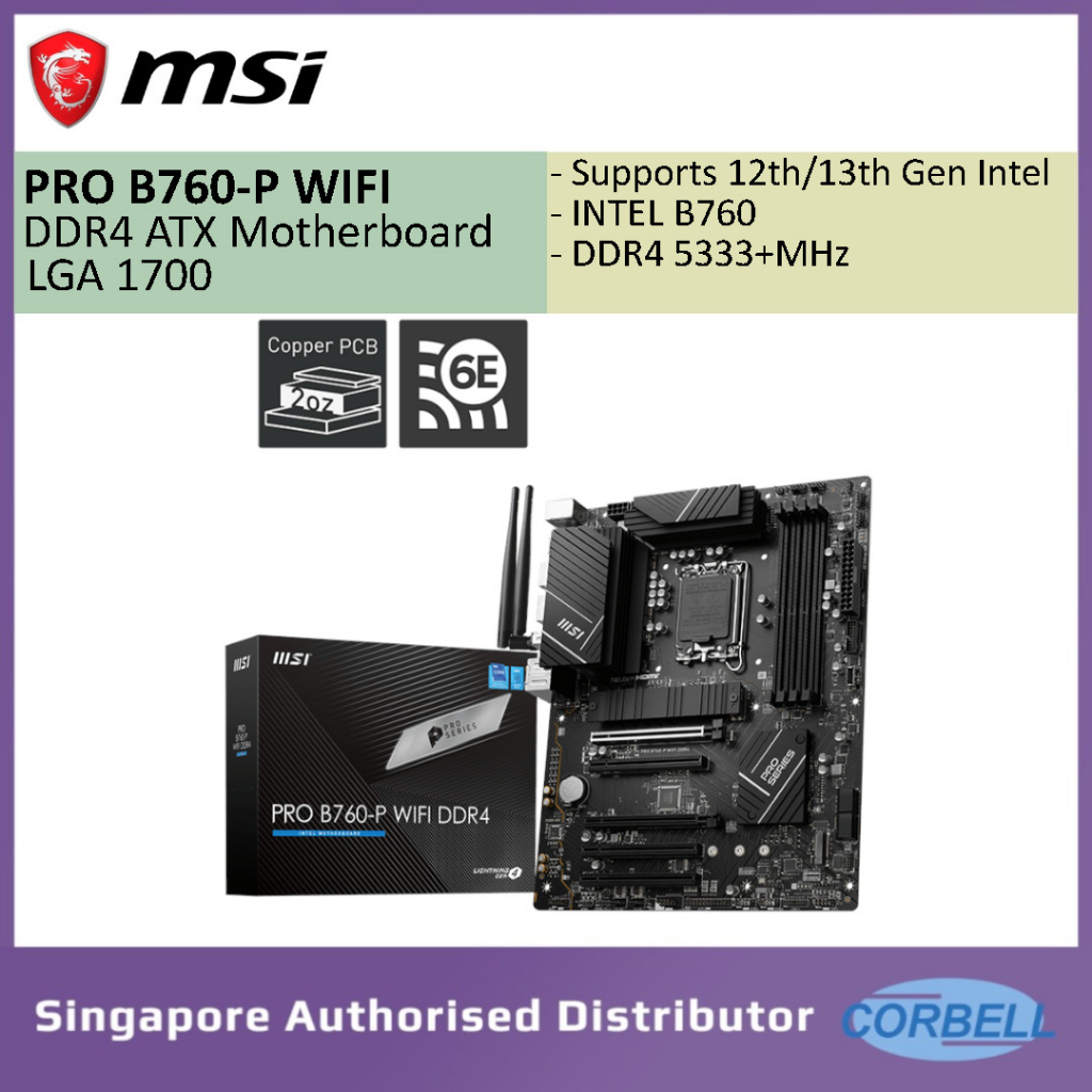 MSI PRO B760-P WIFI DDR4 ATX Motherboard Intel B760 LGA1700 Socket ...