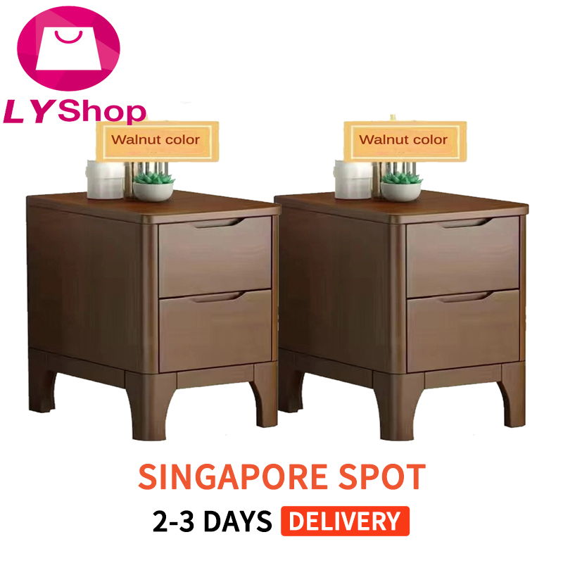 （Shipping From SG🚚）Solid Wood Bedside Table Nordic Simple Style Bedside ...