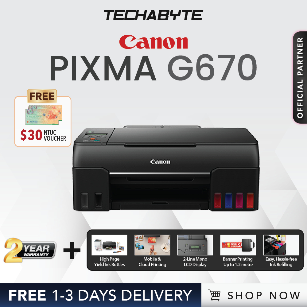 Canon PIXMA G670 Refillable Wireless All-In-One Ink Tank Photo Printer ...