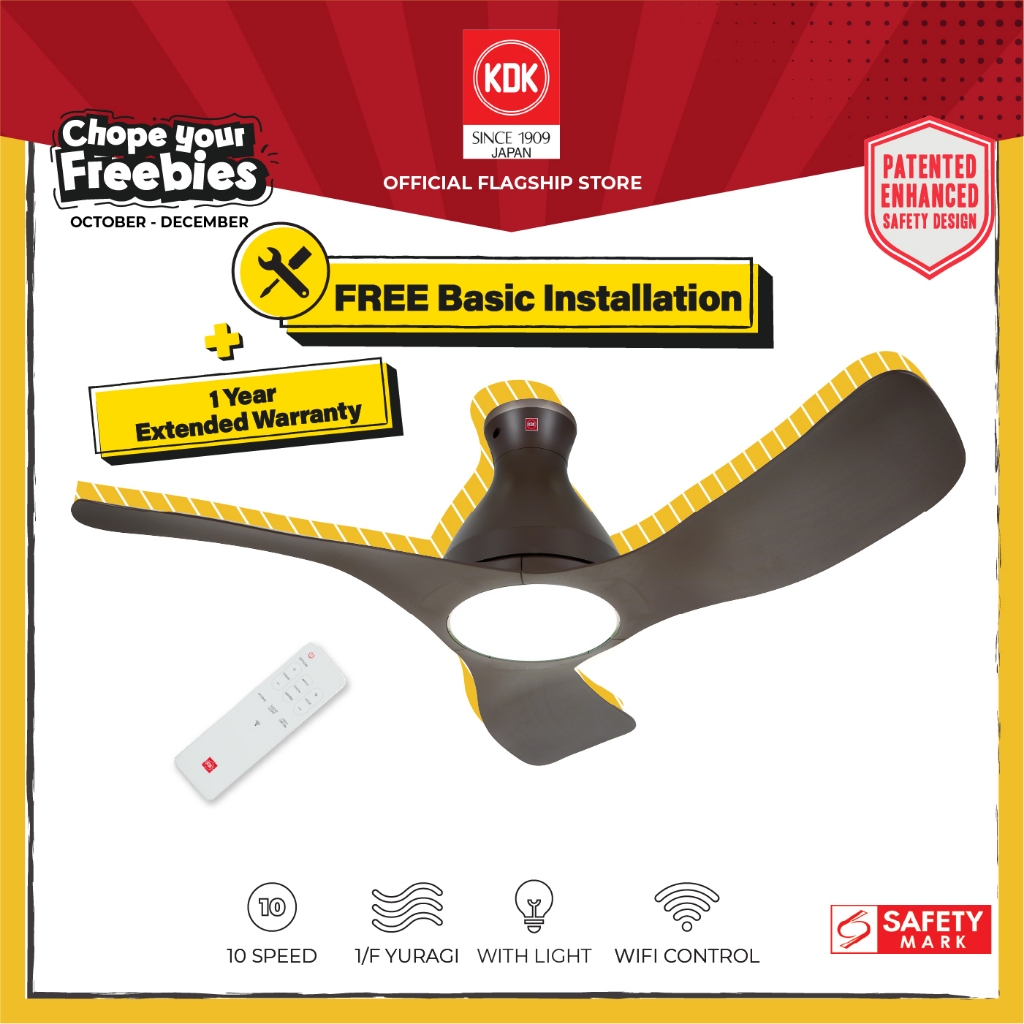 KDK E48GP (120cm) Wi-Fi and Apps Control DC LED Light Ceiling Fan with ...