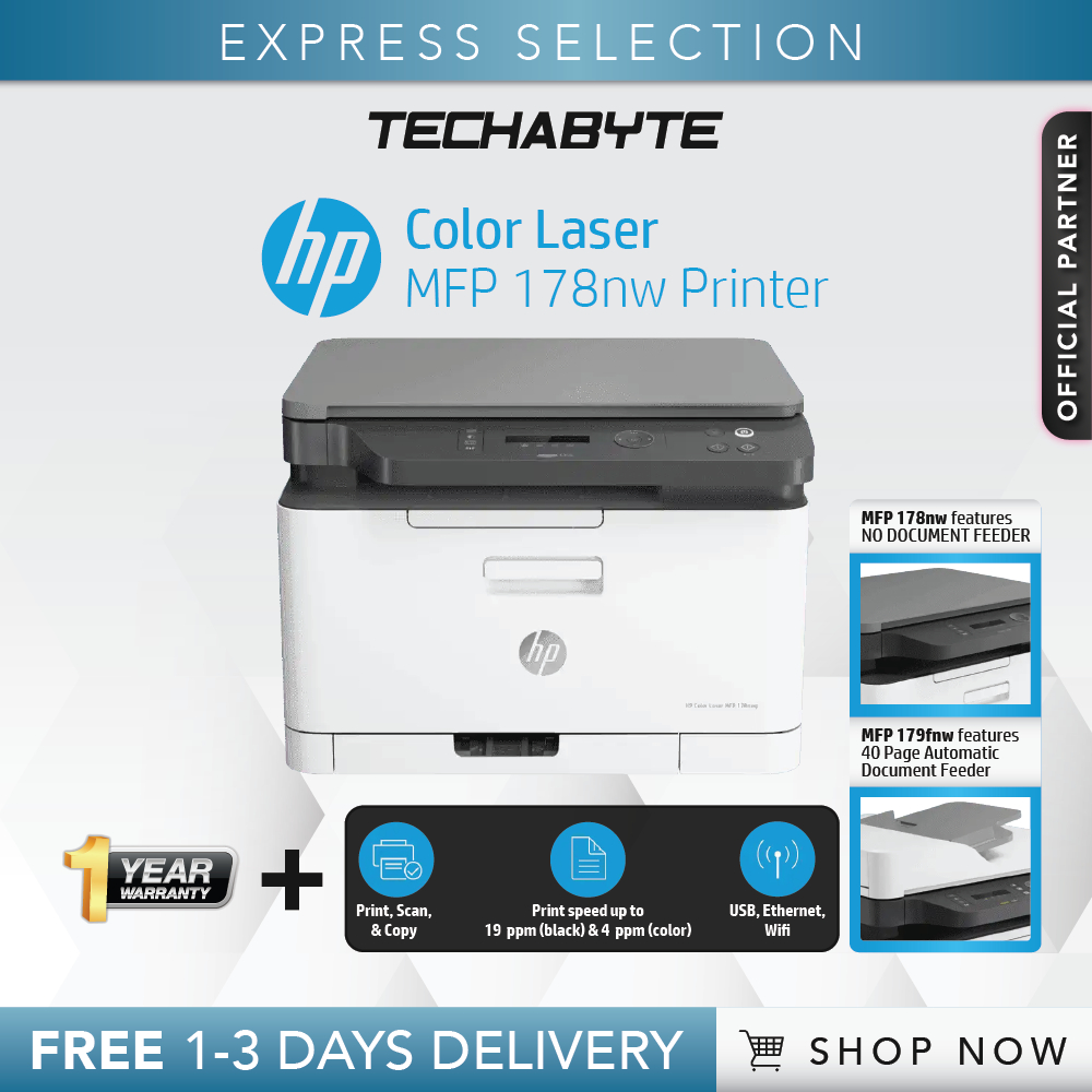 HP Color Laser MFP 178nw / MFP 179fnw | Multifunction Printer (4ZB96A / 4ZB97A ) | Shopee Singapore