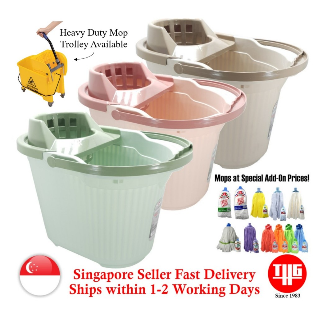 Mop Pail Bucket with Removable Strainer and Wheels 16 litres, Mop ...
