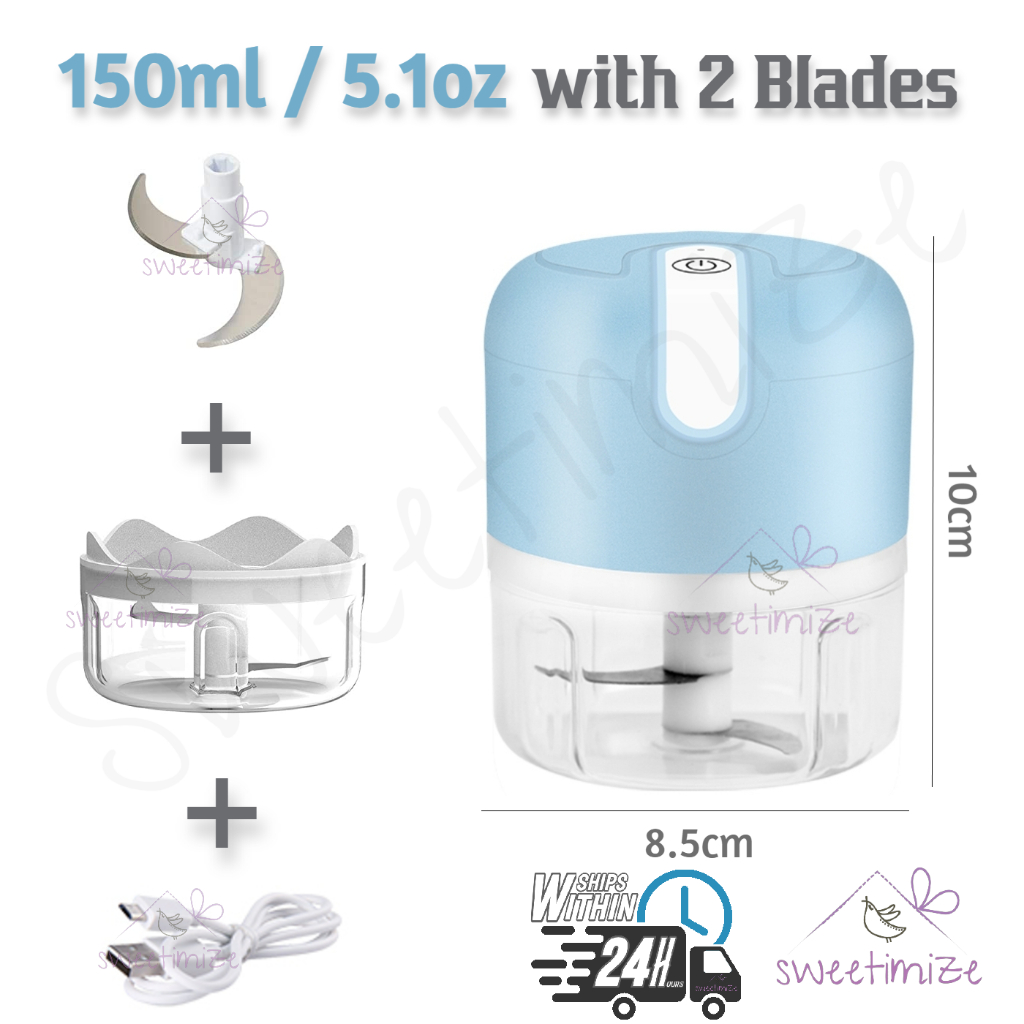 🇸🇬 Kitchen Mini Electric Food Processor/Rechargeable Garlic Blender/USB ...