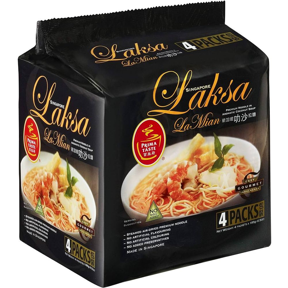 Prima Taste Laksa La Mian Premium Instant Noodle Pack of 4 (4pkt x 185g ...