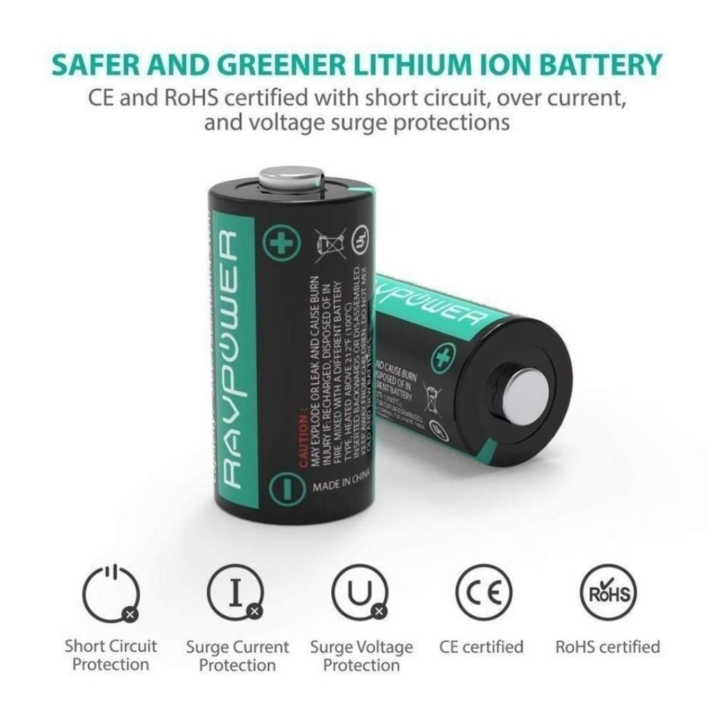 [4008] RAVPower RP-BC001 CR123A Lithium Batteries, Non-Rechargeable, 3V ...