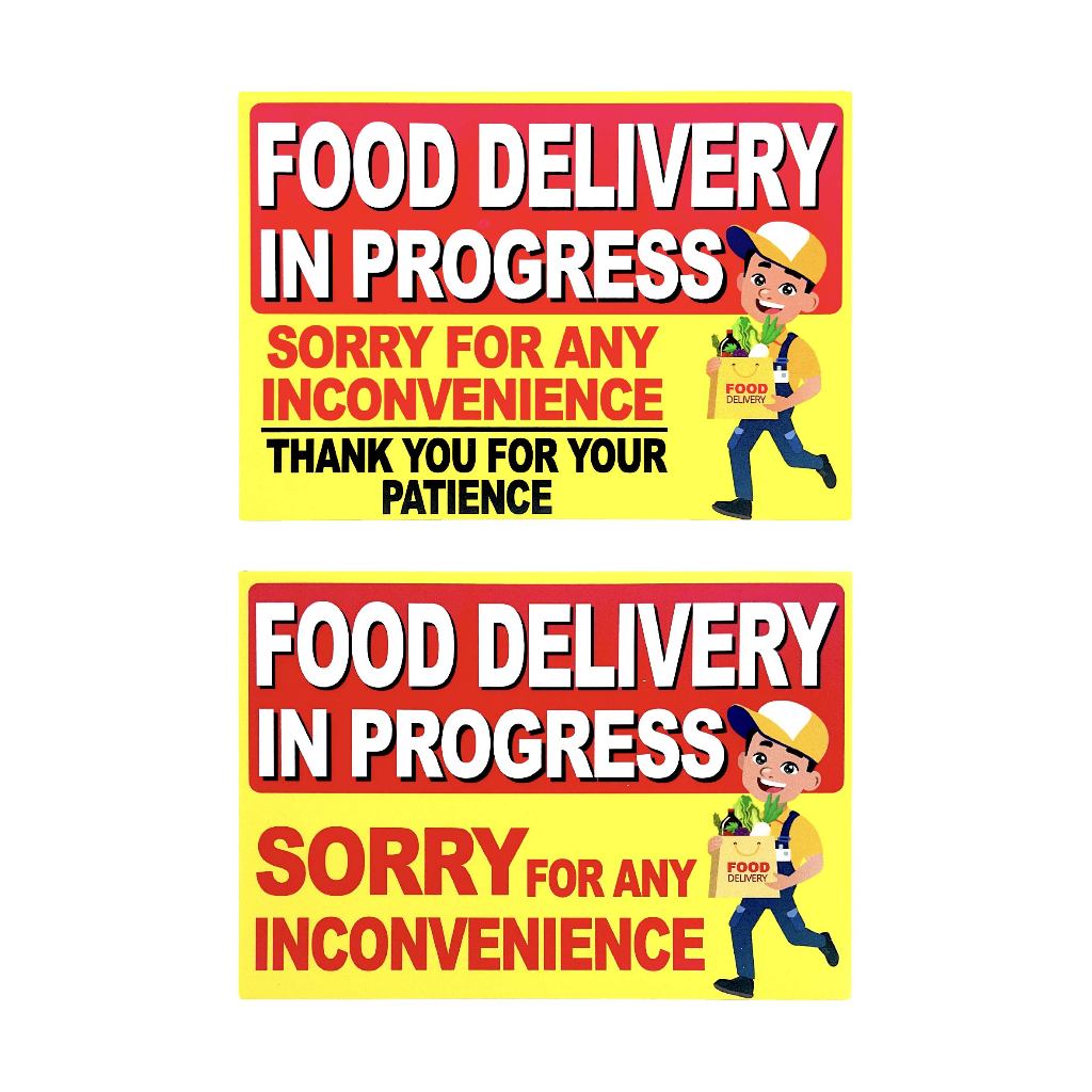 FOOD DELIVERY IN PROGRESS SIGN/SIGNAGE | 210mm x 148mm | DELIVER ...