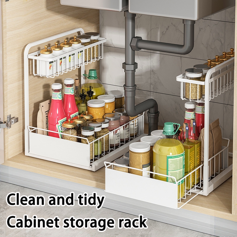 【READY STOCK】Kitchen pull-out storage rack | Multi functional sink ...