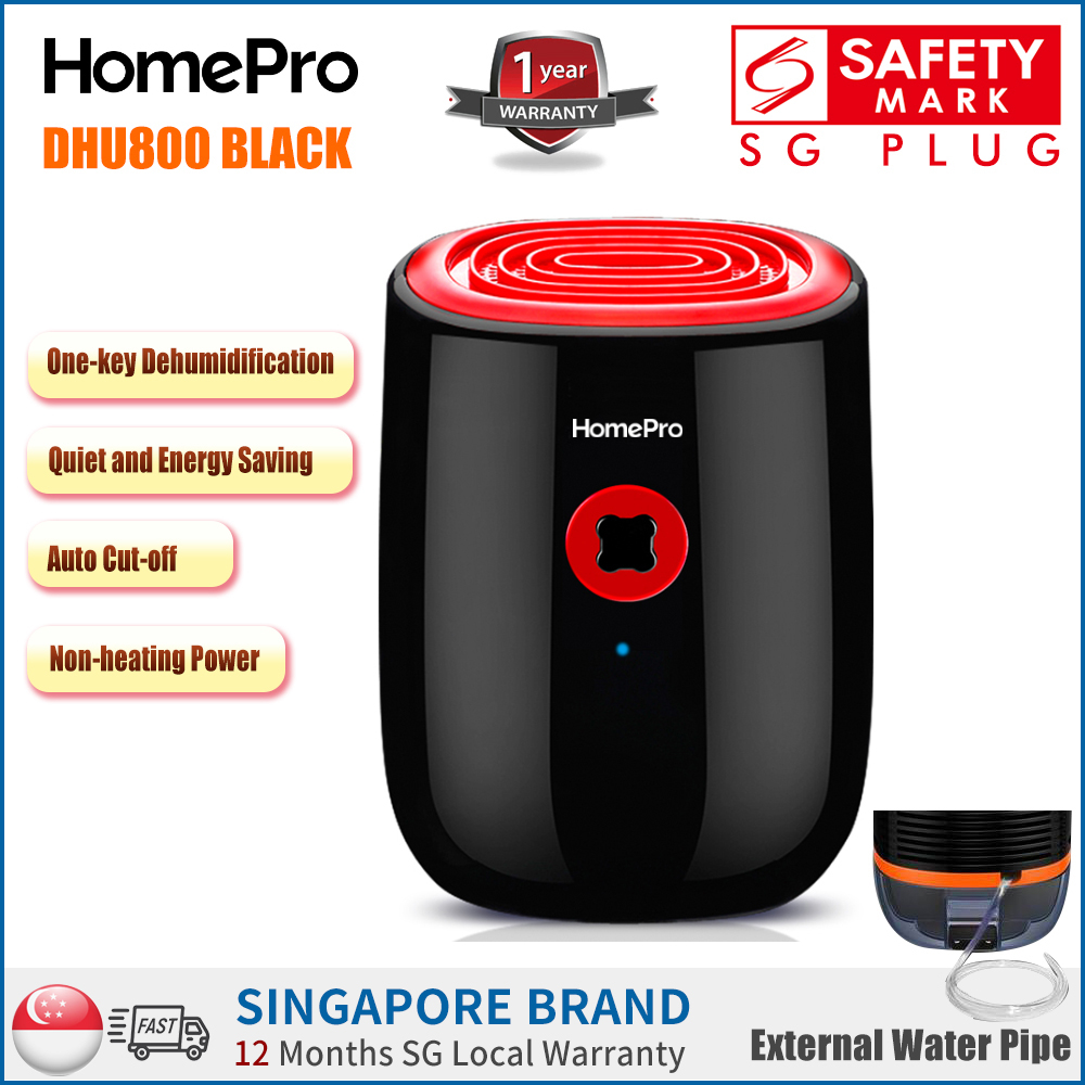 HomePro DHU800 800ml Dehumidifier/Upgraded with External Water Pipe/800ML Big Water Tank/SG Plug ...