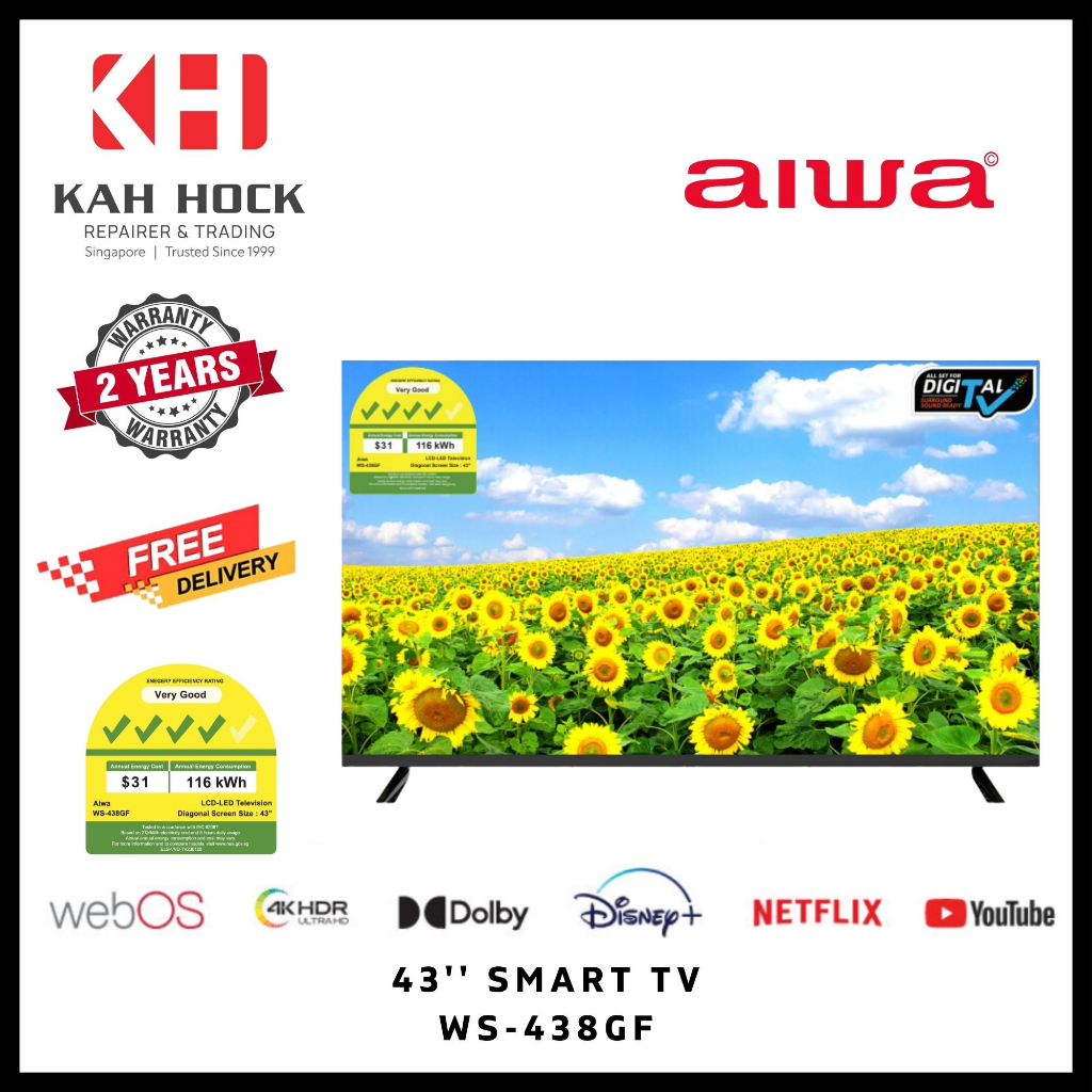 AIWA WS-438GF 43" 4K ULTRA HD | WebOS SMART TV - 2 YEARS WARRANTY | Shopee Singapore