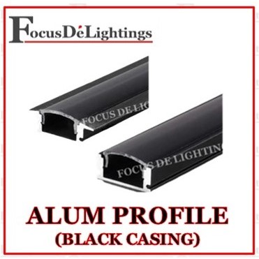 [2 pcs] ALUMINIUM PROFILE CASING FOR LED STRIPS (BLACK CASING) -1M ...