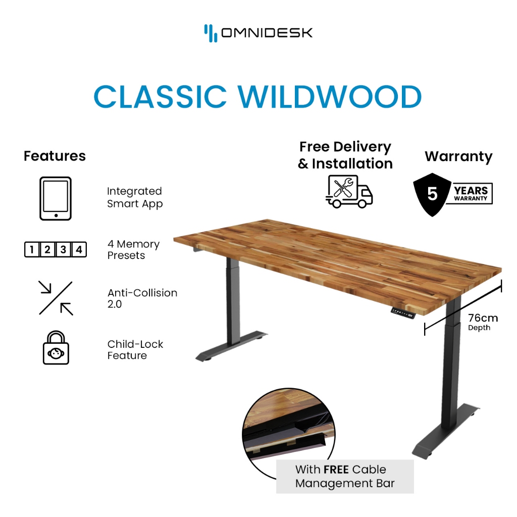 Omnidesk Classic Wildwood Regular (76cm Width) - Standing Desk | Shopee ...