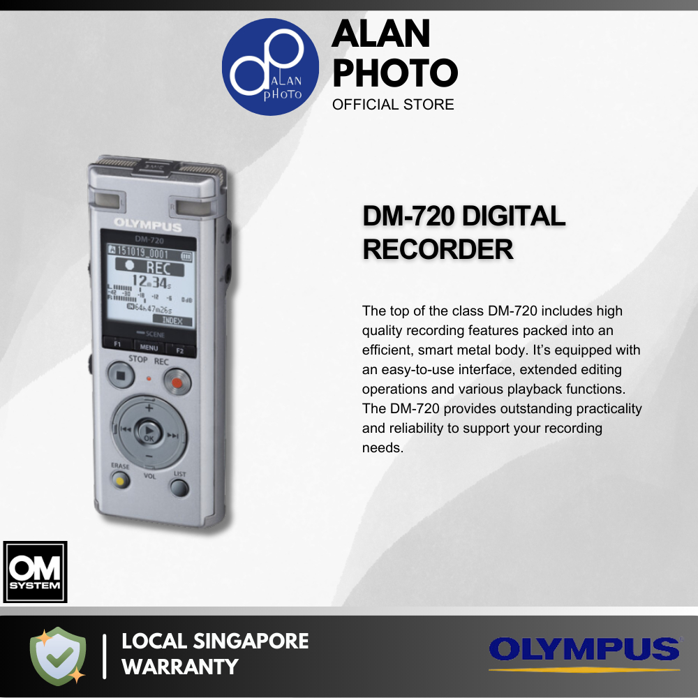Olympus DM-720 (DM720) Digital Voice Recorder | Olympus Singapore Warranty | Shopee Singapore