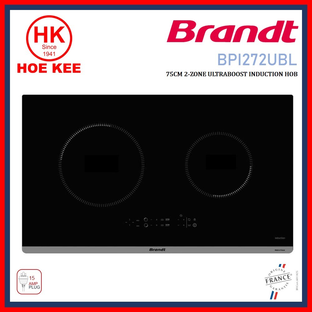 Brandt BPI272UBL 75CM 2 ZONE ULTRABOOST INDUCTION HOB | Shopee Singapore