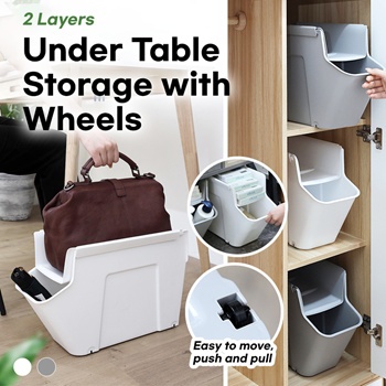 🔥 2 Layers Under Table Storage with Wheels 🔥 Adjustable 1st Layer 🔥 ...