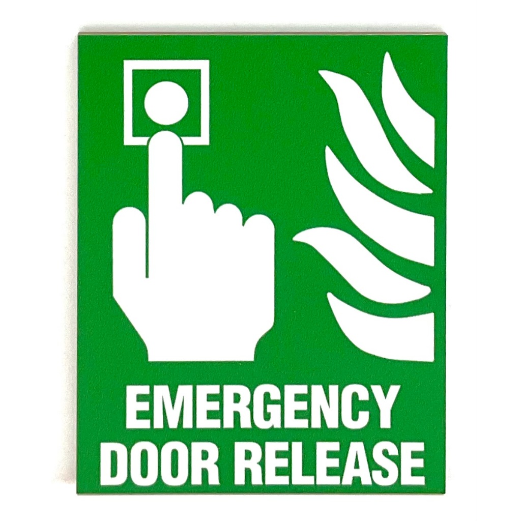 EMERGENCY DOOR RELEASE SIGN/SIGNAGE | 80mm x 100mm | WARNING SIGN ...