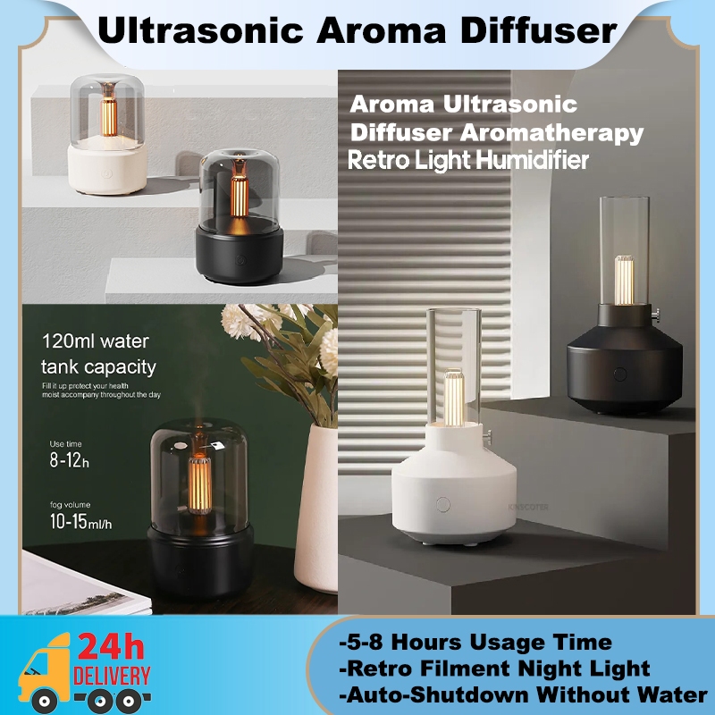 LED Ambient Light Filament Air Humidifier USB C Aromatherapy Essential ...