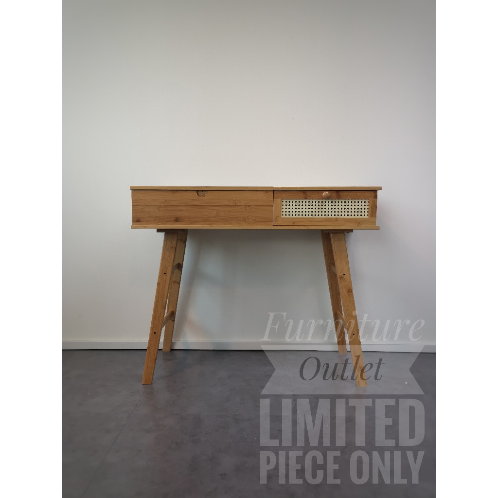 [SG Seller] Vanity Makeup Table with Flip Top Mirror Solid Bamboo Wood ...