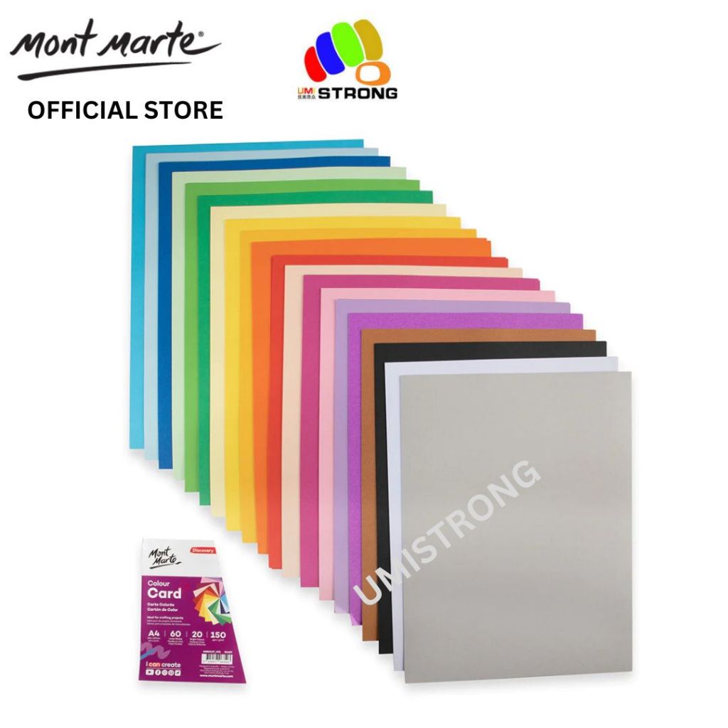 Mont Marte Discovery Coloured Card A4 150gsm 60 Sheets | Shopee Singapore