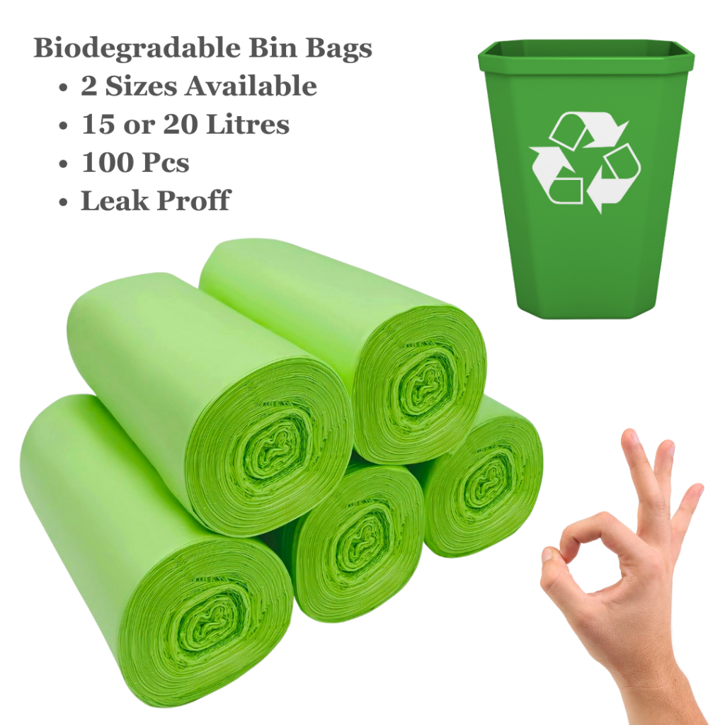Biodegradable Bin Bags (100 PCS) | Strong & Eco-Friendly Trash Liners ...