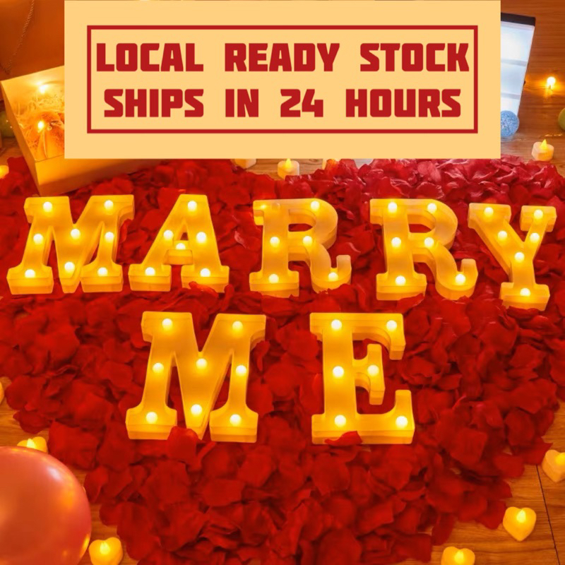 [SG Stock] Marry Me Light LED Alphabet Proposal Warm Light Wedding ...