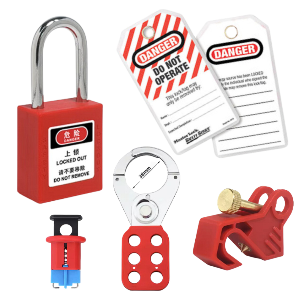 LOCK OUT HASPS STEEL JAW WITH VINYL COATED HANDLE / PADLOCK / TAGS ...