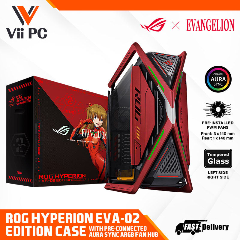 ASUS ROG Hyperion EVA-02 Edition 420 mm dual radiator support four 140 mm fans ARGB fan hub ATX ...