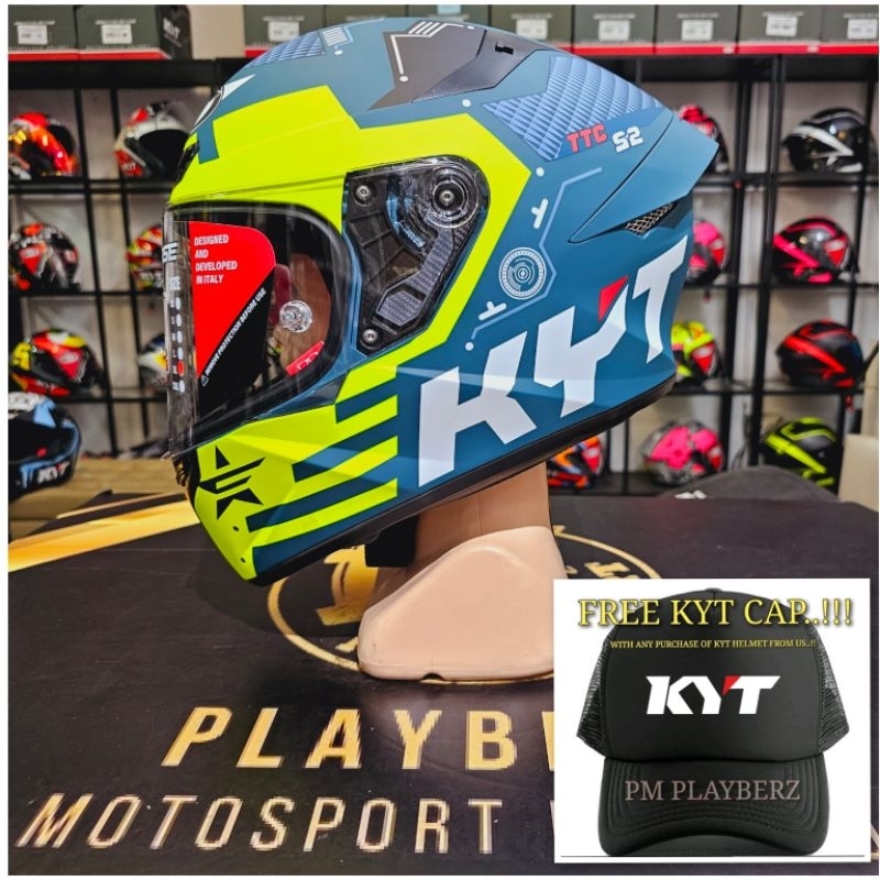 KYT TT-COURSE FUSELAGE MATT YELLOW HELMET W FREE KYT CAP..!! | Shopee ...