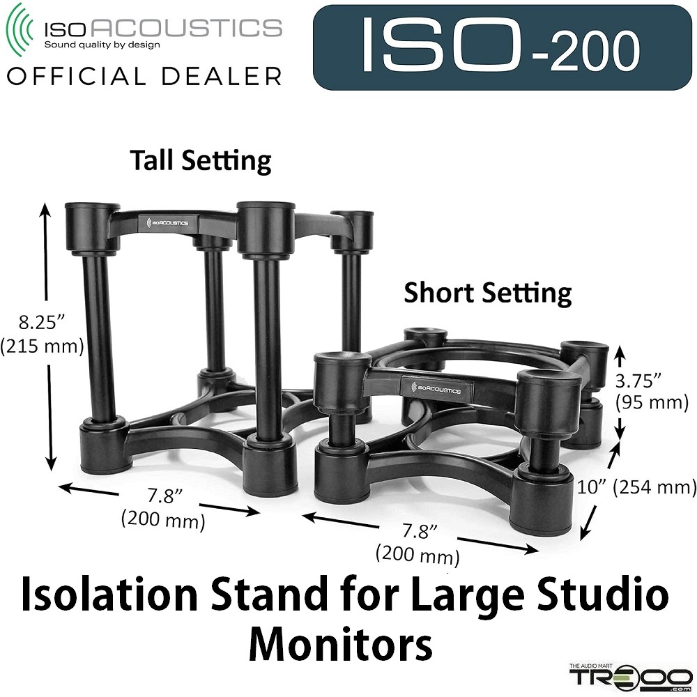 IsoAcoustics ISO-200 Isolation Desktop Speaker Stands for Large Sized ...