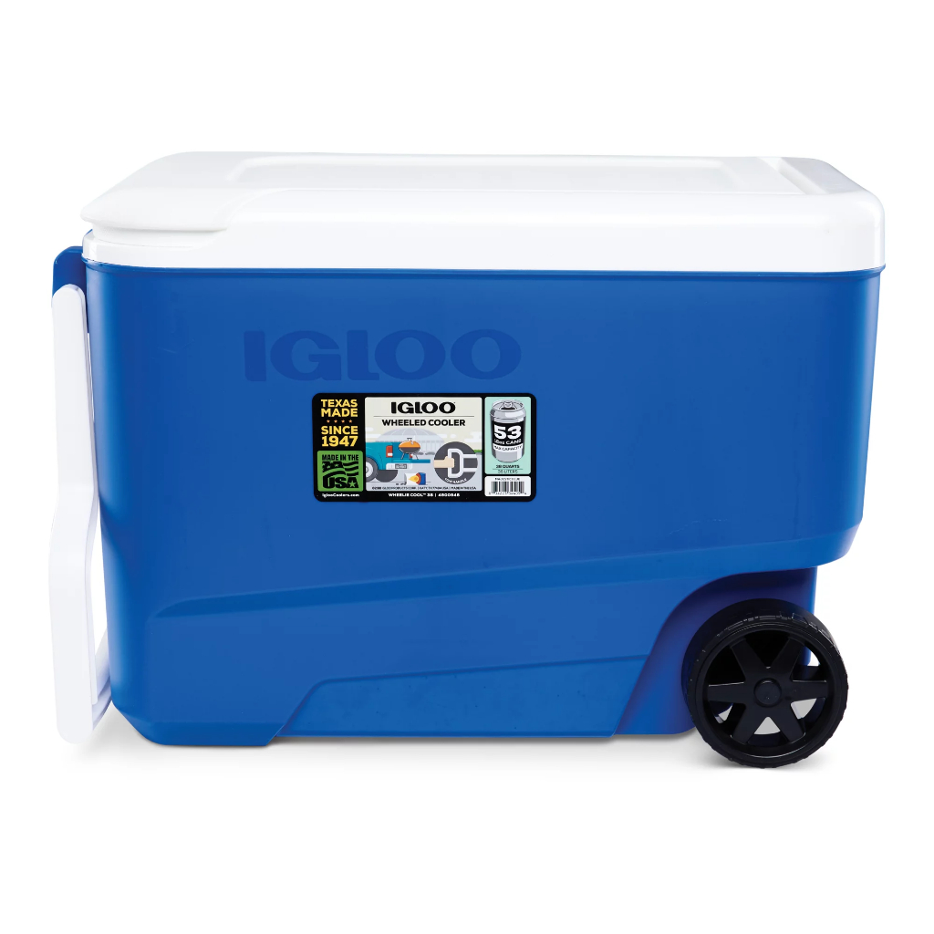 IGLOO Ice Cooler Box Wheelie Cool 38 Quarts (36 Ltr) with Roller ...