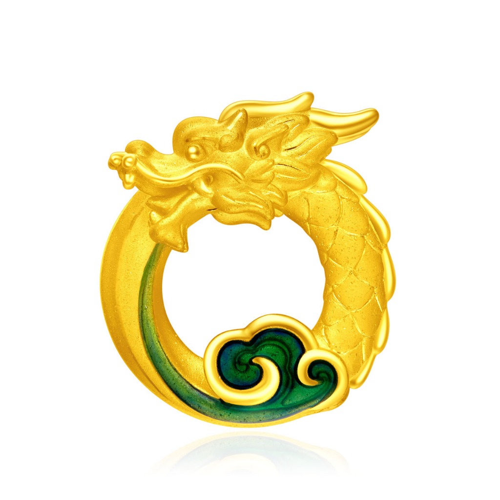 CHOW TAI FOOK 999 Pure Gold Pendant with enamel - Dragon R33290 ...