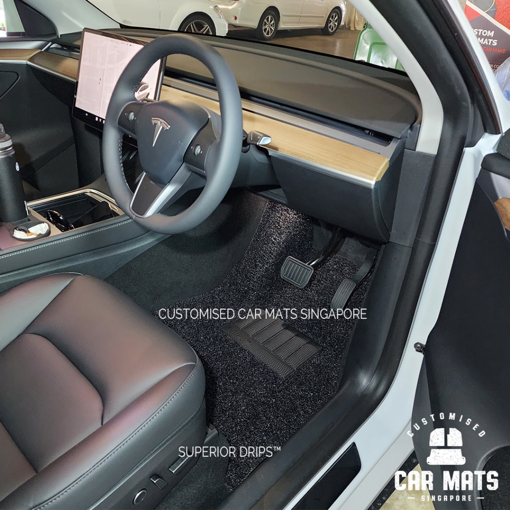 Tesla Model Y (2022 to Dec 2024) Basic Drips™ Car Mats / Carpet / Floor ...