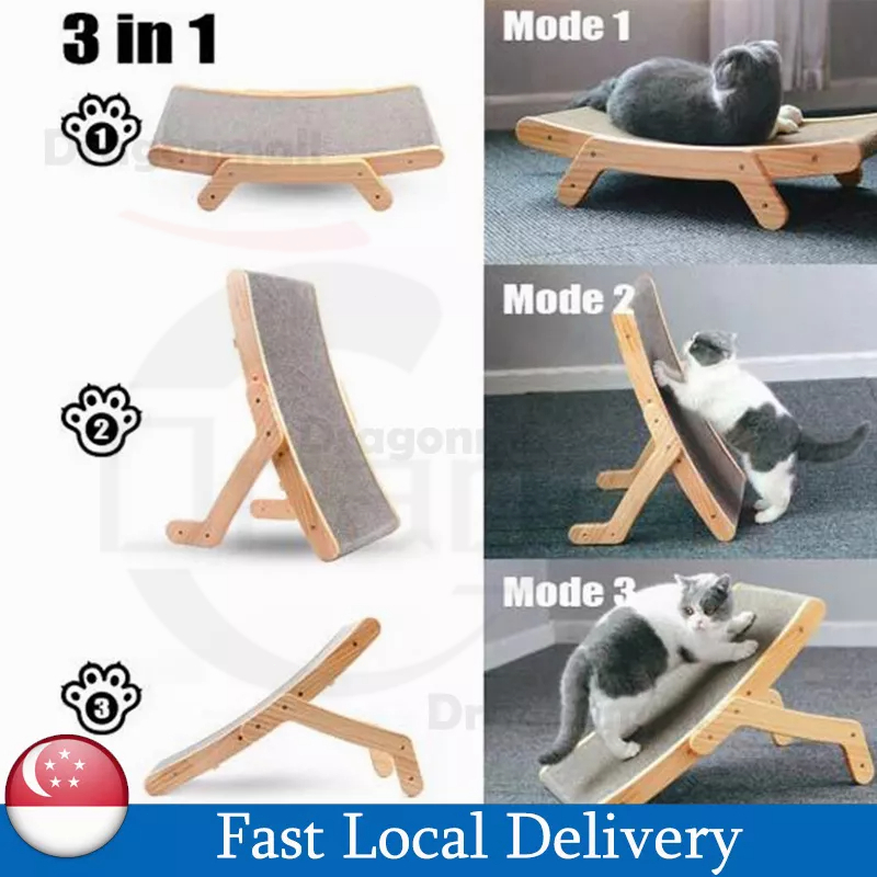 😻🔥Wood Anti Cat Scratcher Cat Scratch Board Bed 3 In 1 Pad Vertical Pet ...