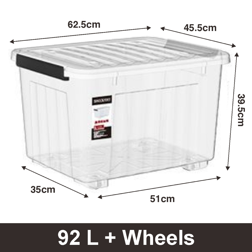 🇸🇬Koala Home🔥Transparent Storage Box Organizer Stackable Container Waterproof with Wheels 15L ...