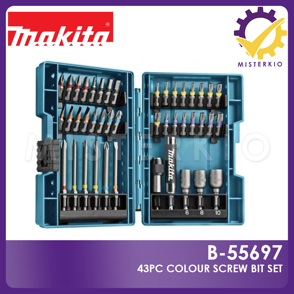 Makita B-55697, 43pcs Color Screw Bit Set Clamshell, For Driver Drill ...