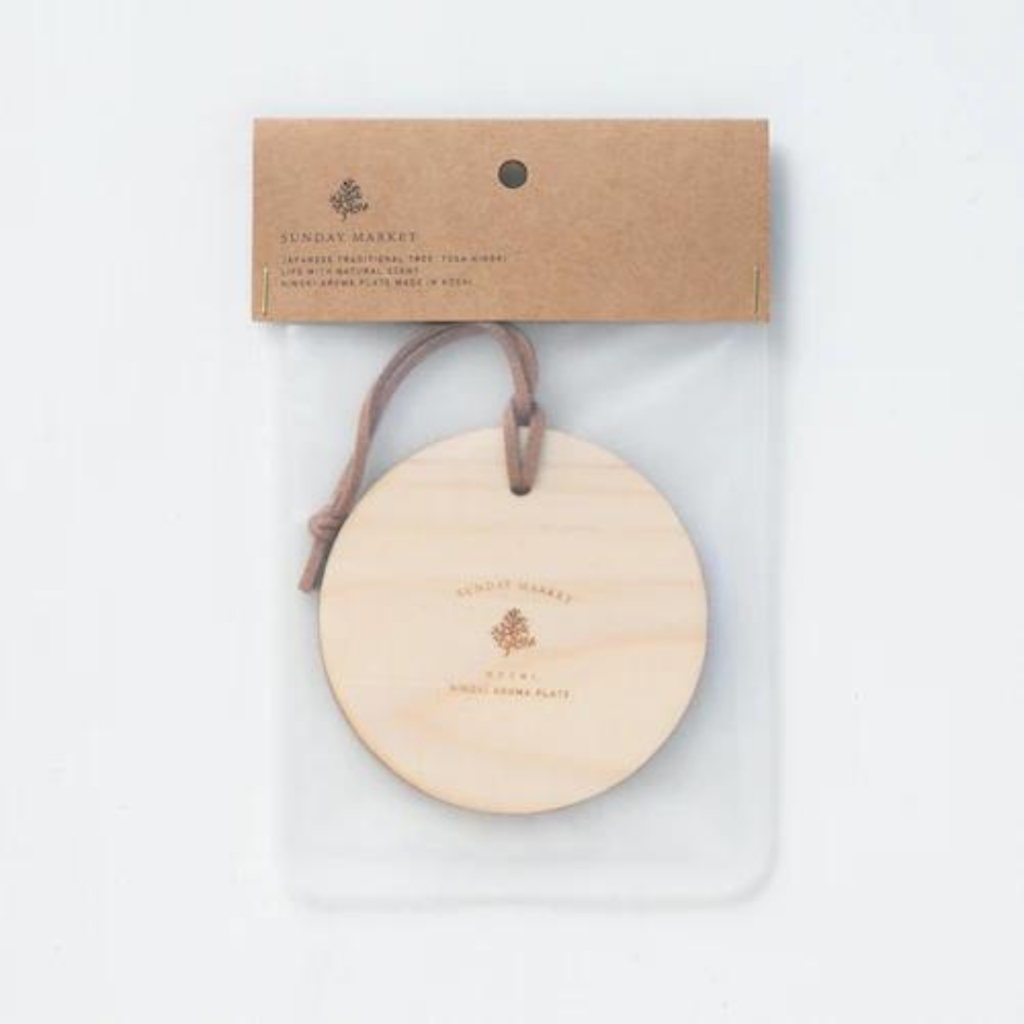 Japan Hinoki Wood Aroma Plate with synthetic leather hanger (Circle/Square/Hexagon Shape) can ...