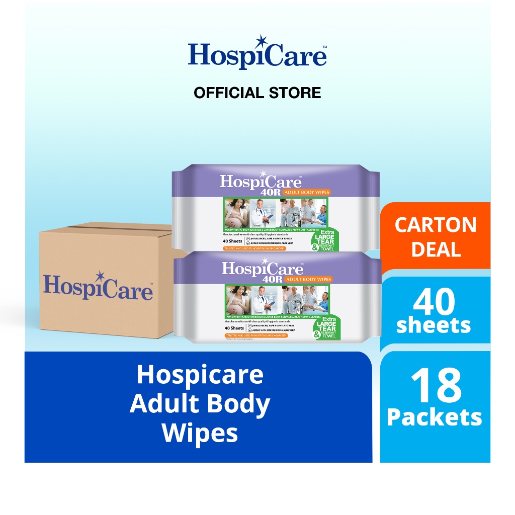 Hospicare Adult Body Wipes 40R Resealable (18 Packets) | Shopee Singapore