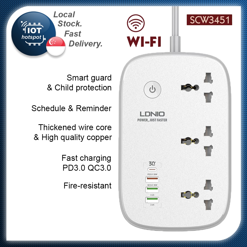 LDNIO WIFI Smart power extension strip plug socket SCW3451 | Shopee Singapore