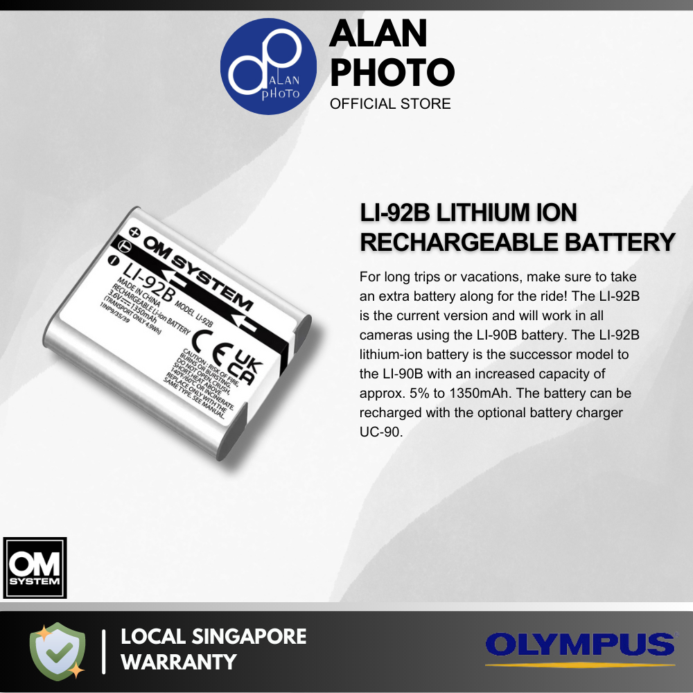Olympus LI-92B Rechargeable Lithium-Ion Battery (3.6V, 1350mAh ...
