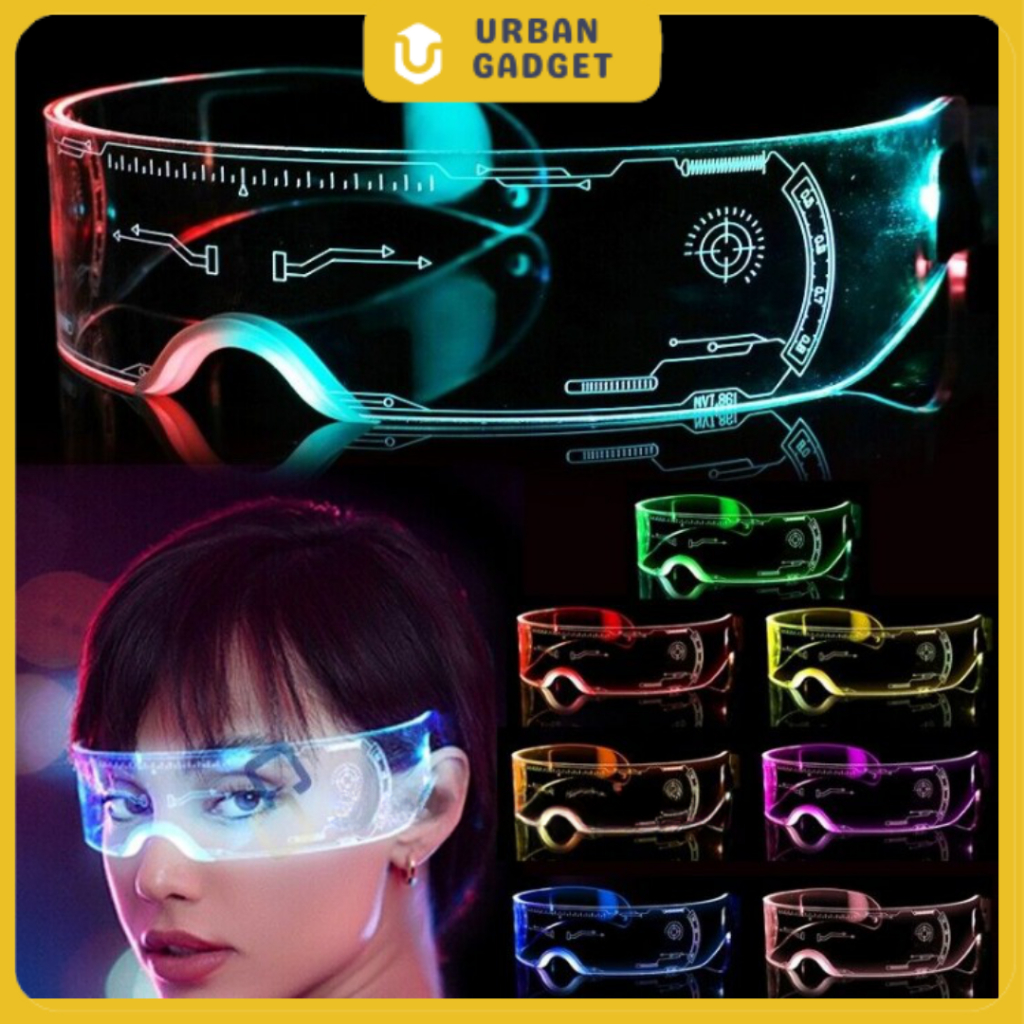 7 Colors LED Glowing Luminous Sci-fi Glasses Photography Accessories ...