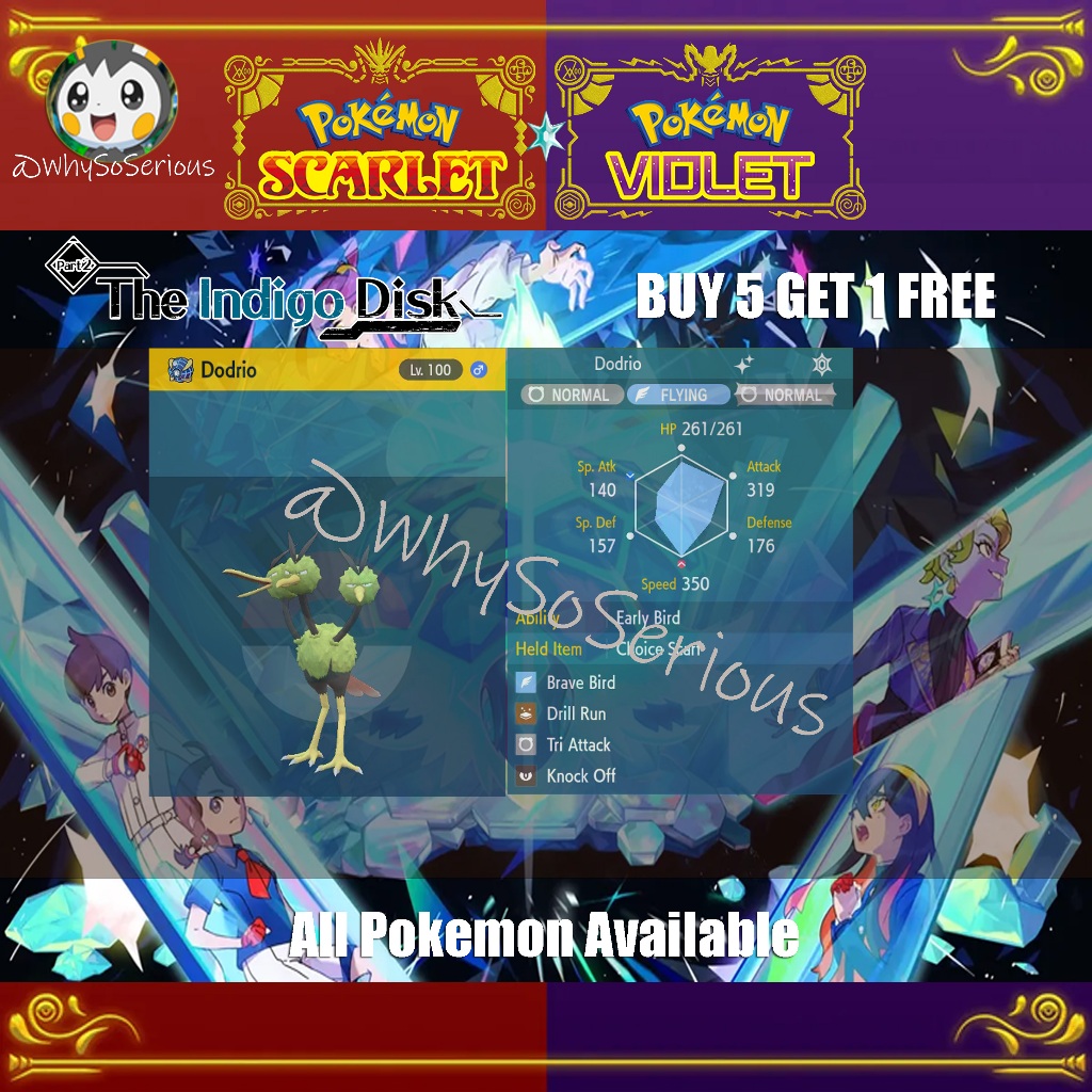 Pokemon Scarlet and Violet Shiny Battle Ready Dodrio (Digital Game Code ...