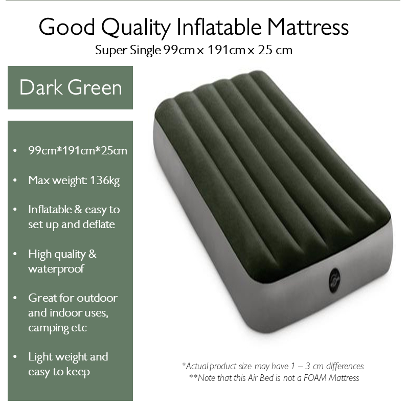 Inflatable Air Bed Mattress Comfortable Lightweight Waterproof (99cm x ...