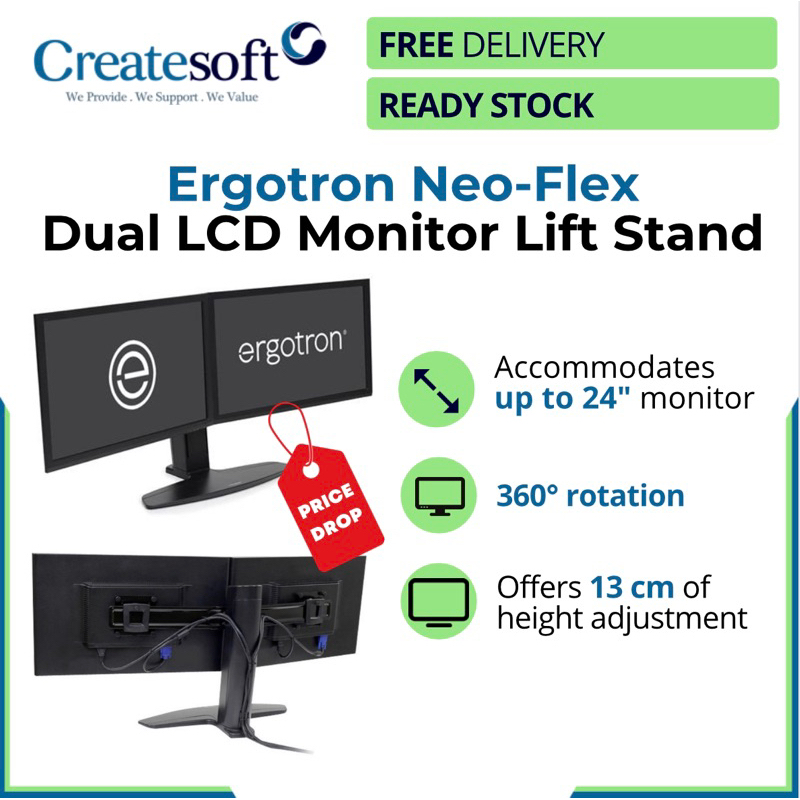 [FREE DELIVERY] Ergotron Neo-Flex Double Monitor Stand Dual LCD Monitor ...