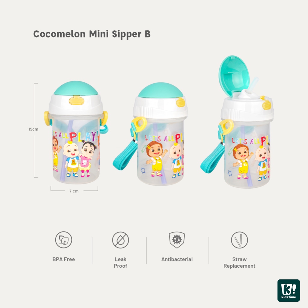 Kidztime 380ml/550ml Antibacterial Classic Sipper Kids Straw water bottle BPA Free pawpatrol ...