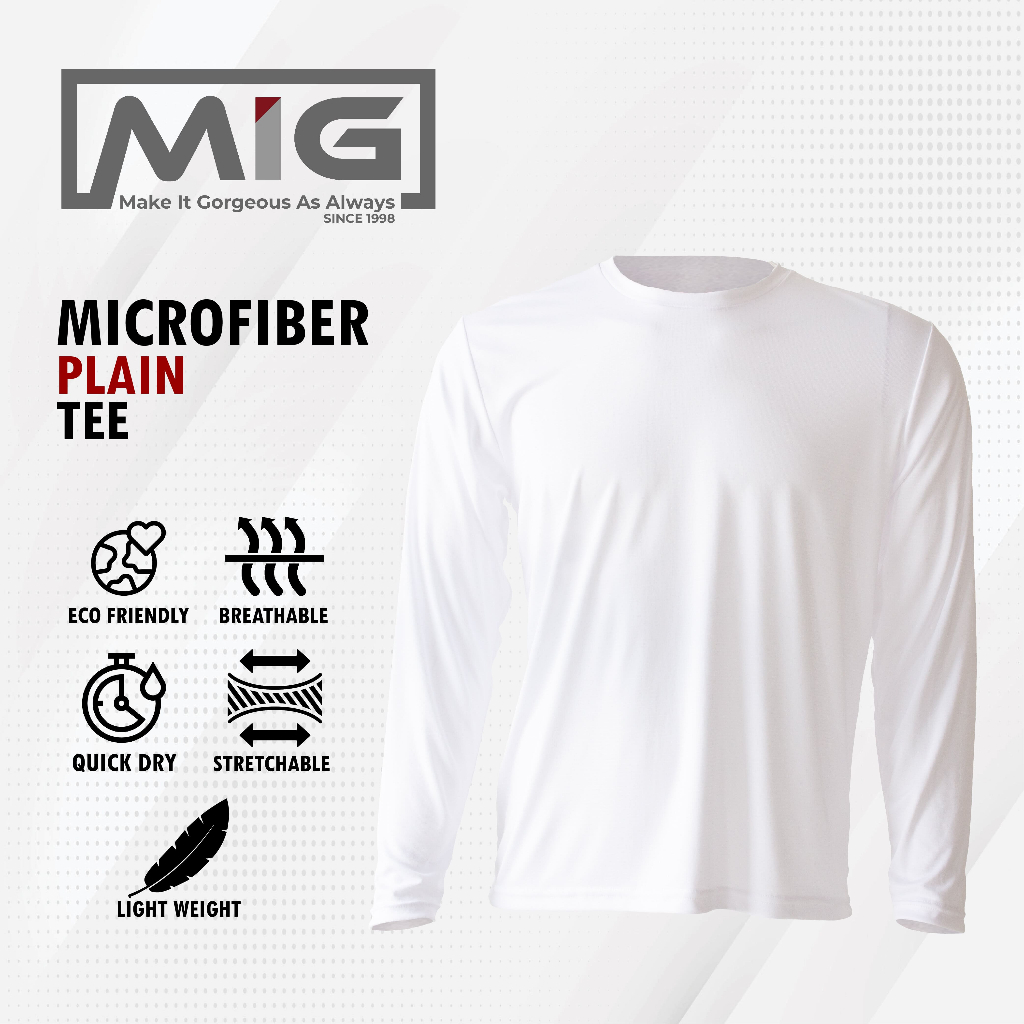 MIG Mircofiber Filament Unisex 130gsm Adult Quick Dry Round Neck Long ...