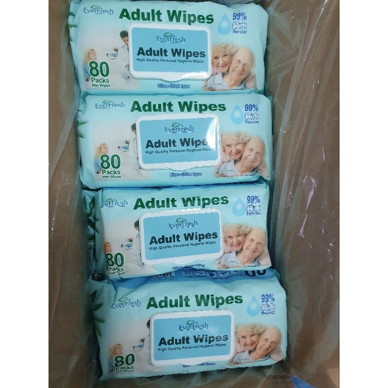 12packet/1carton EverFresh Adult Wipe 80s Wet wipes Aloe Vera Alcohol ...