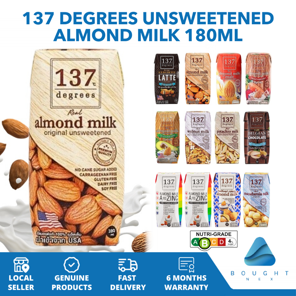 137 Degrees Almond Milk - 13 Flavors Halal Keto Organic, 180ml | Shopee Singapore