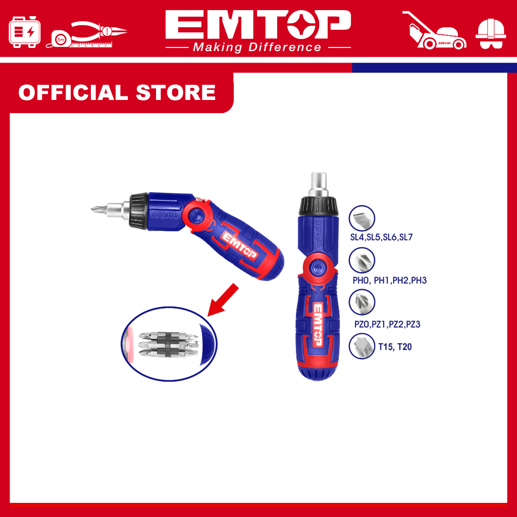 EMTOP CR-V 15 In 1 High Quality Ratchet Screwdriver Set With Folding ...