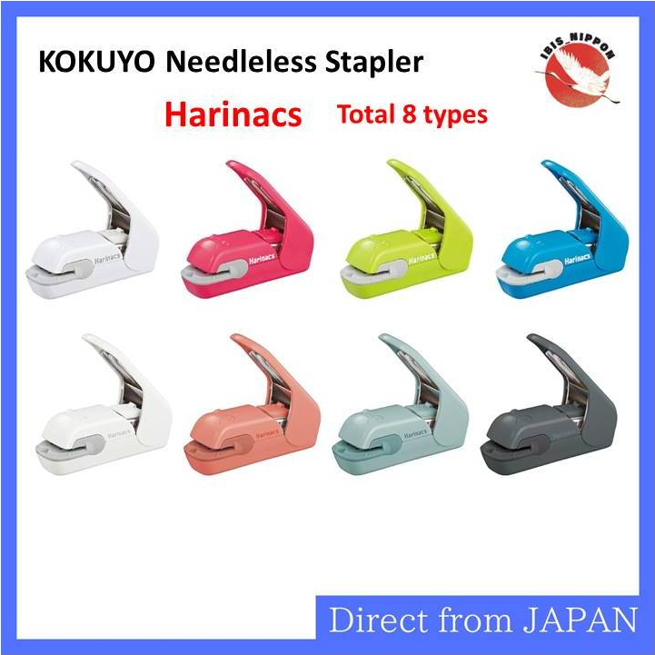 KOKUYO Needleless Stapler 【Harinacs】Total 8 types / White, Blue, Pink ...